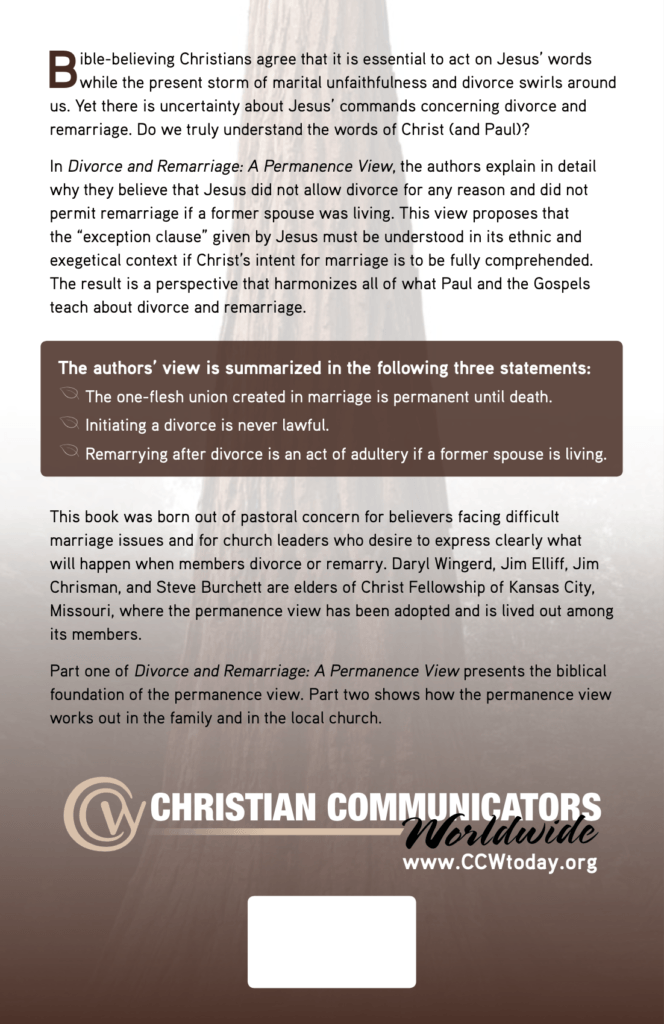 Divorce & Remarriage: A Permanence View - CCW - Christian Communicators ...