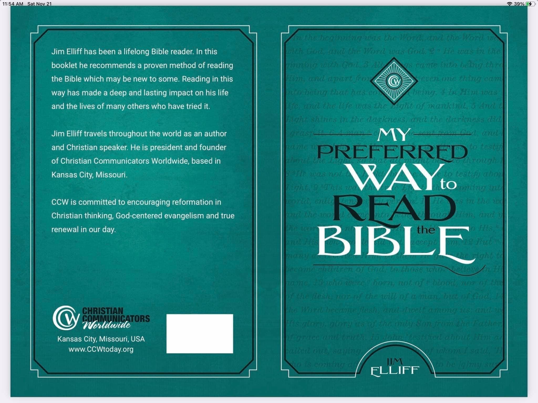 Free booklet/Free PDF of My Preferred Way to Read the Bible - CCW ...